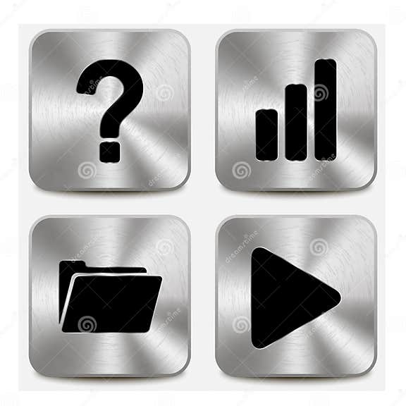 Web Icons on Metallic Buttons Set Vol 9 Stock Vector - Illustration of ...