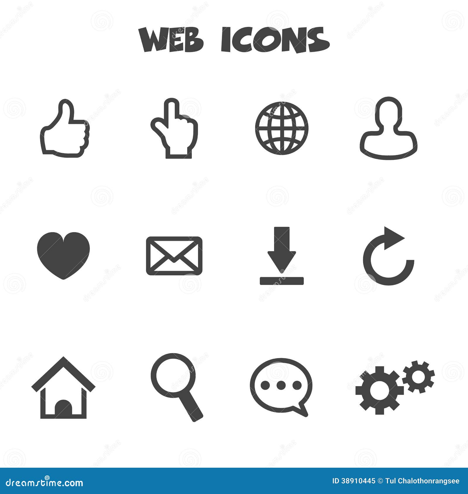 Web icons stock vector. Illustration of like, download - 38910445