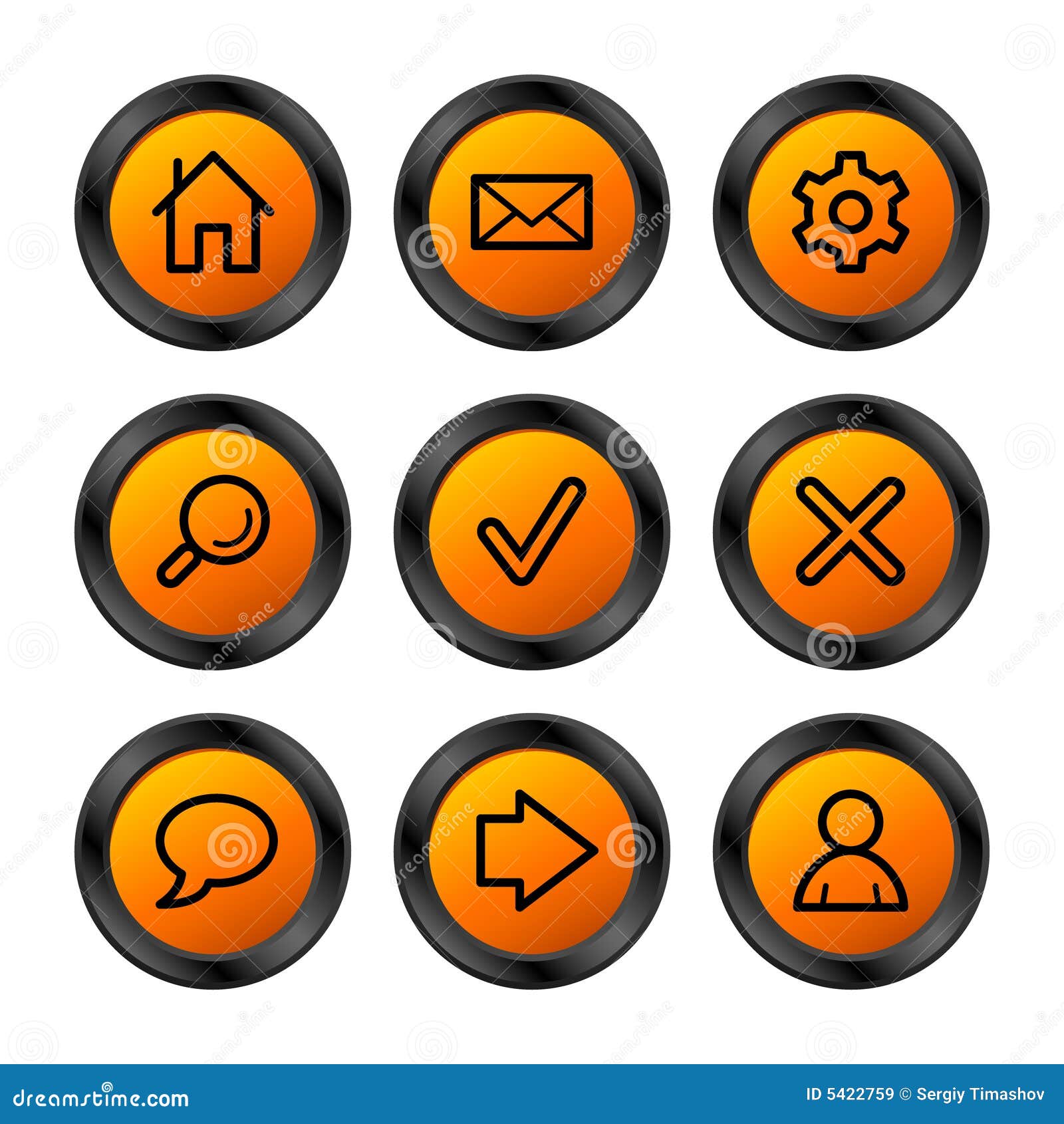 Web icons, orange series stock vector. Illustration of envelope - 5422759