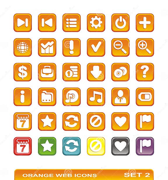 Web icons. orange. set 2 stock vector. Illustration of option - 12428995