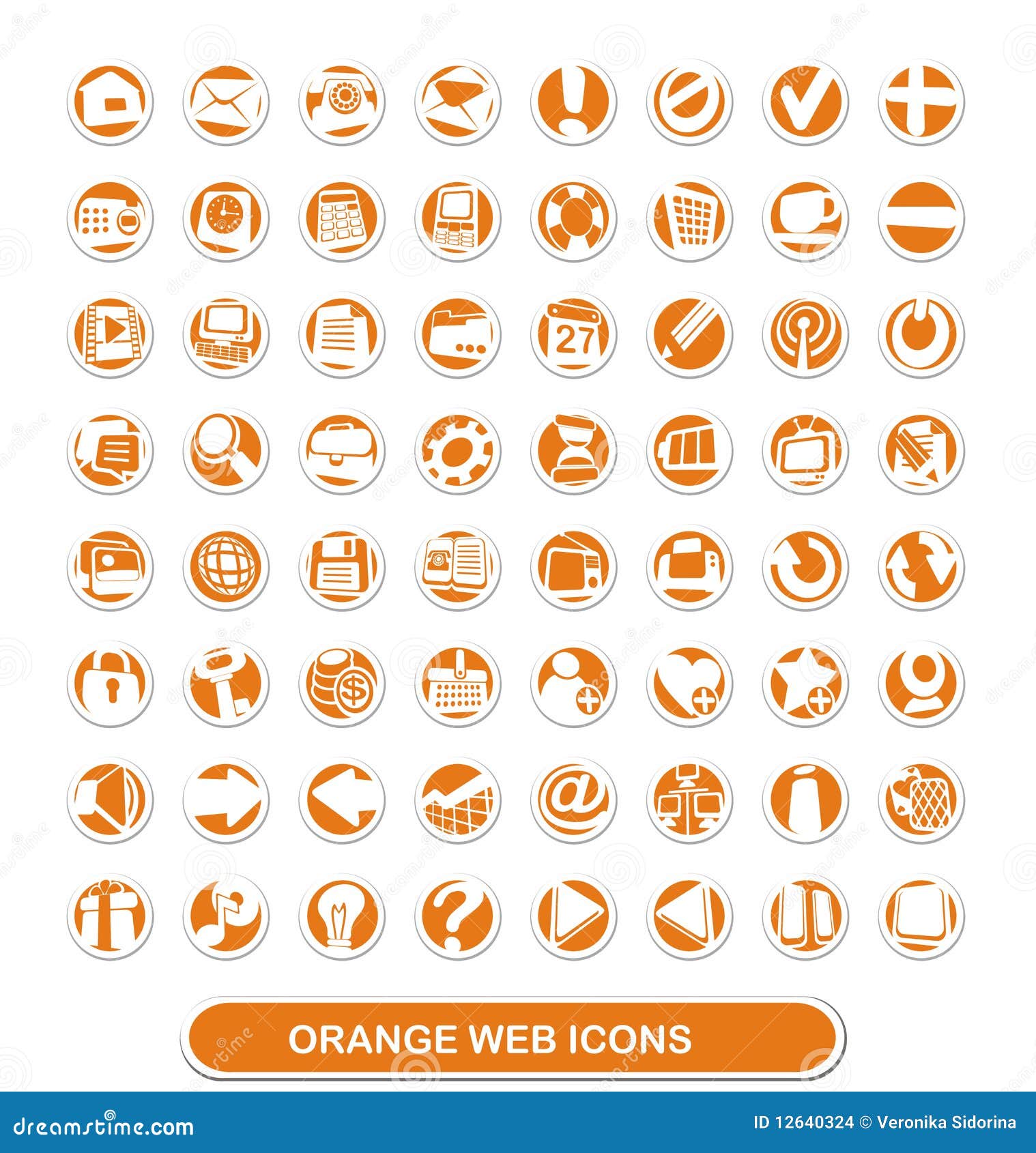 Web Icons. Orange and White Stock Vector - Illustration of calendar ...