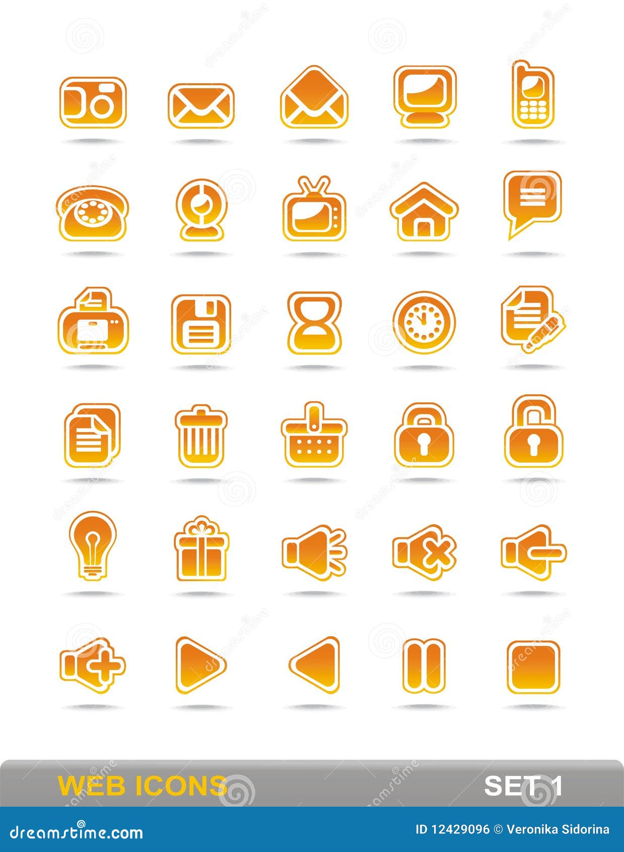 Web Icons.orange and Yellow. Set 1 Stock Vector - Illustration of ...