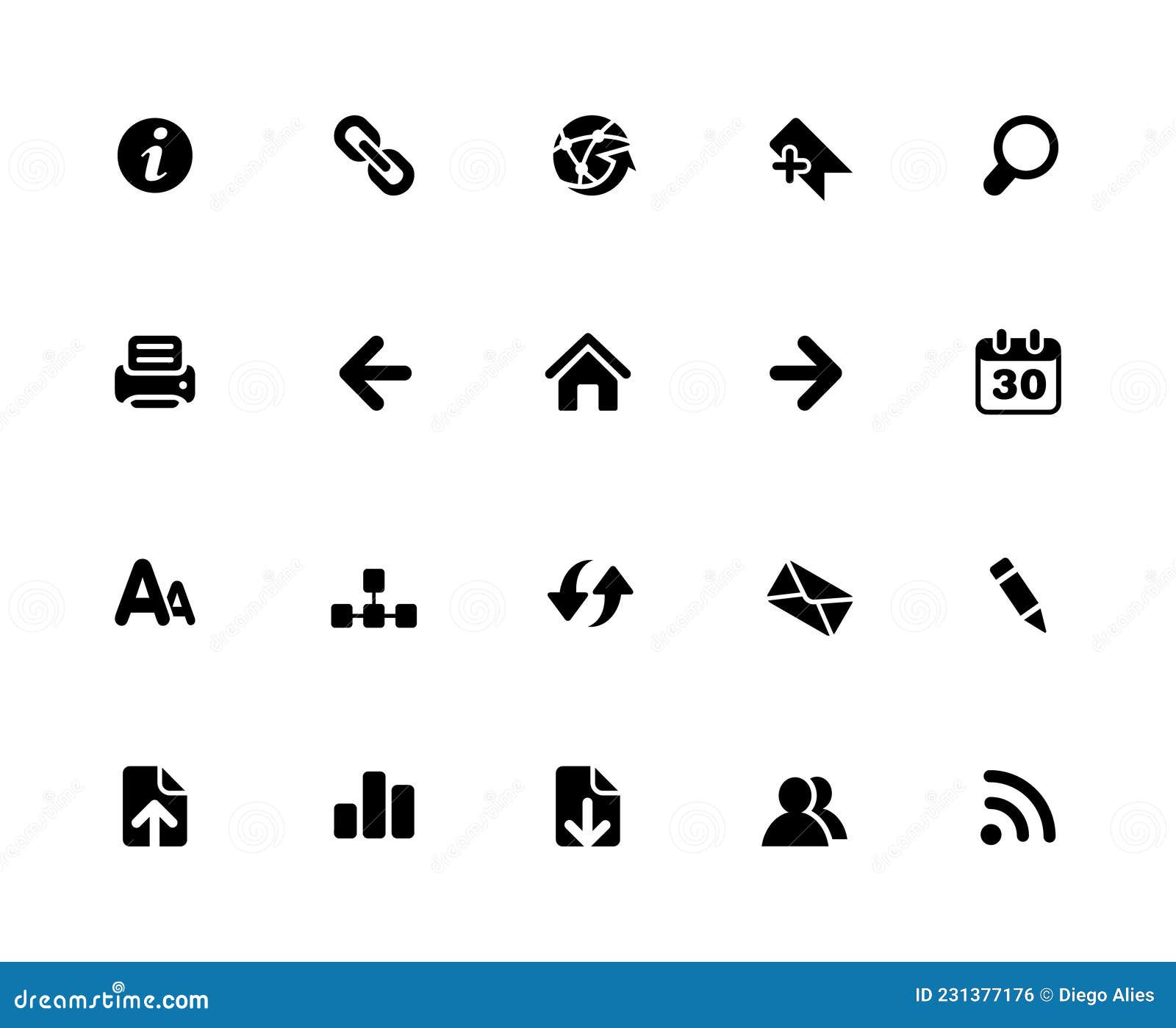 Web Icons // 32 Pixels Icons White Series Stock Vector - Illustration ...