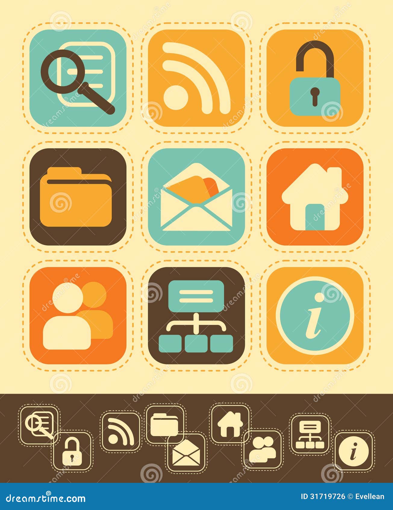 Web Icons in Retro-Style stock vector. Illustration of discussion ...