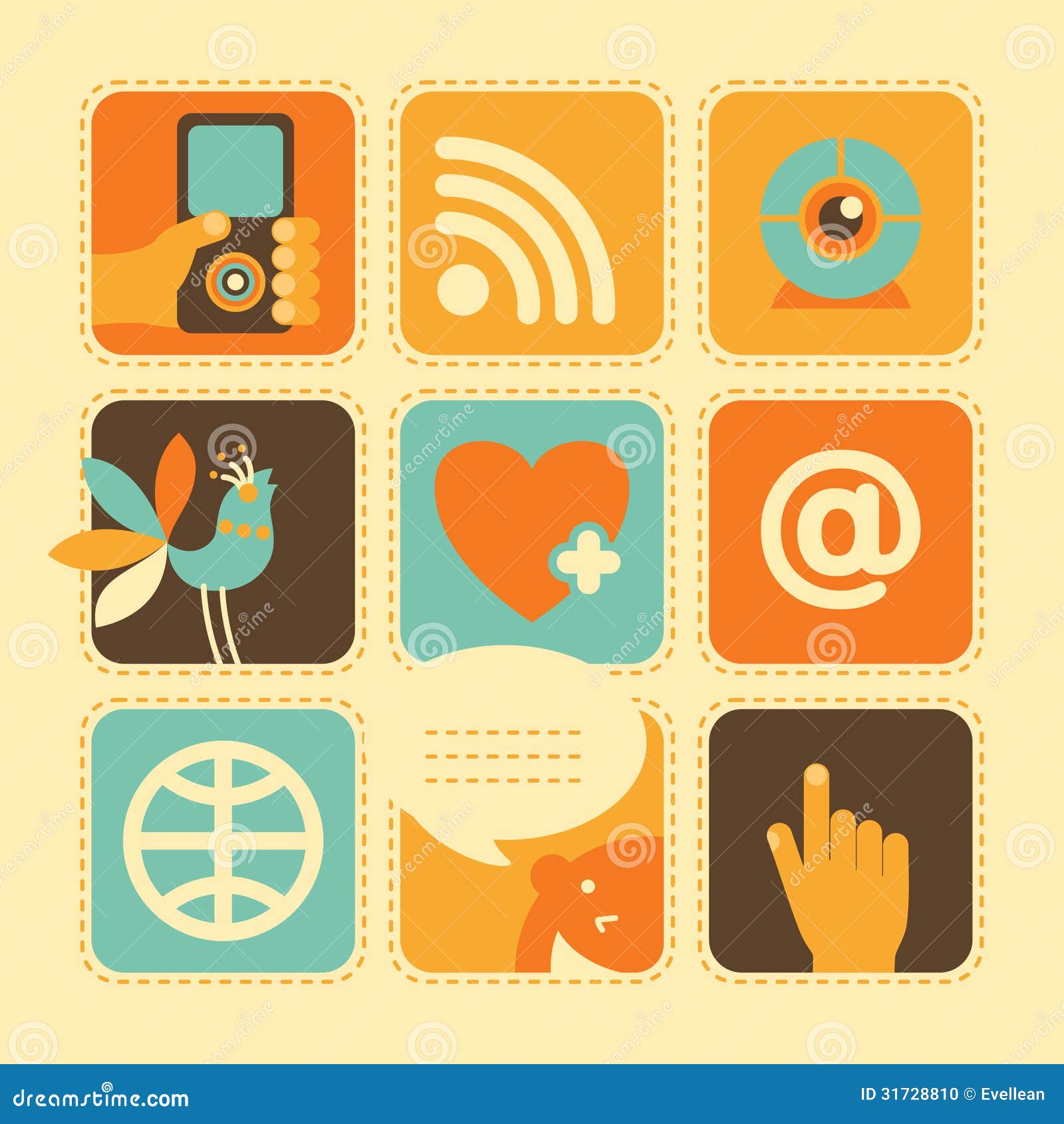Web Icons in Retro-Style stock vector. Illustration of medium - 31728810