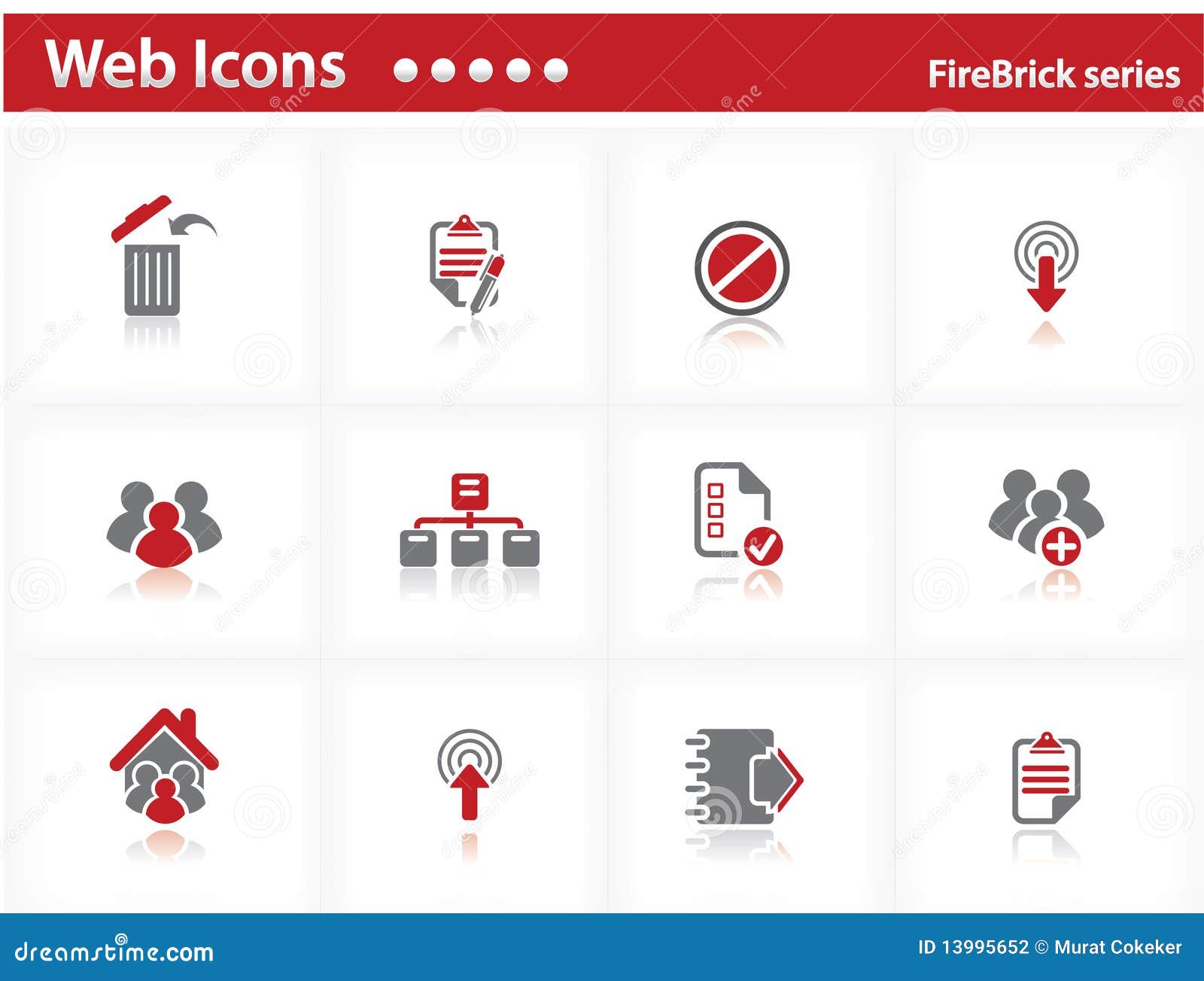 Web Icons Set - FireBrick Series Stock Vector - Illustration of print ...