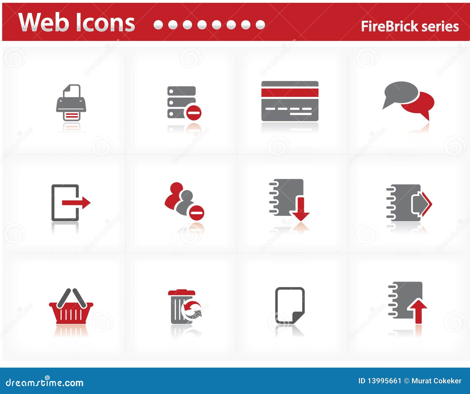 Web Icons Set - FireBrick Series Stock Vector - Illustration of button ...