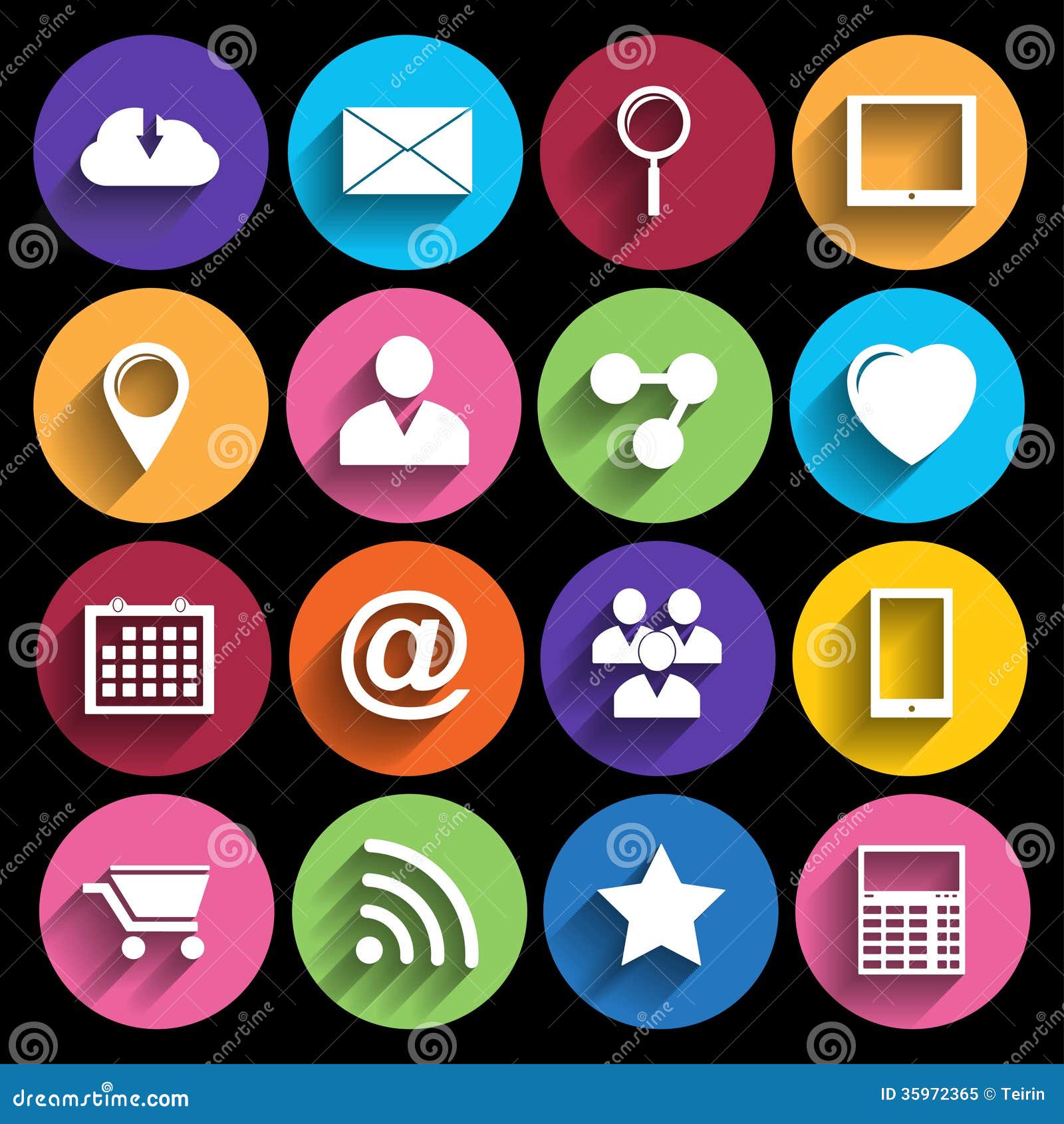 Web Icons Set in Flat Design Stock Vector - Illustration of market ...