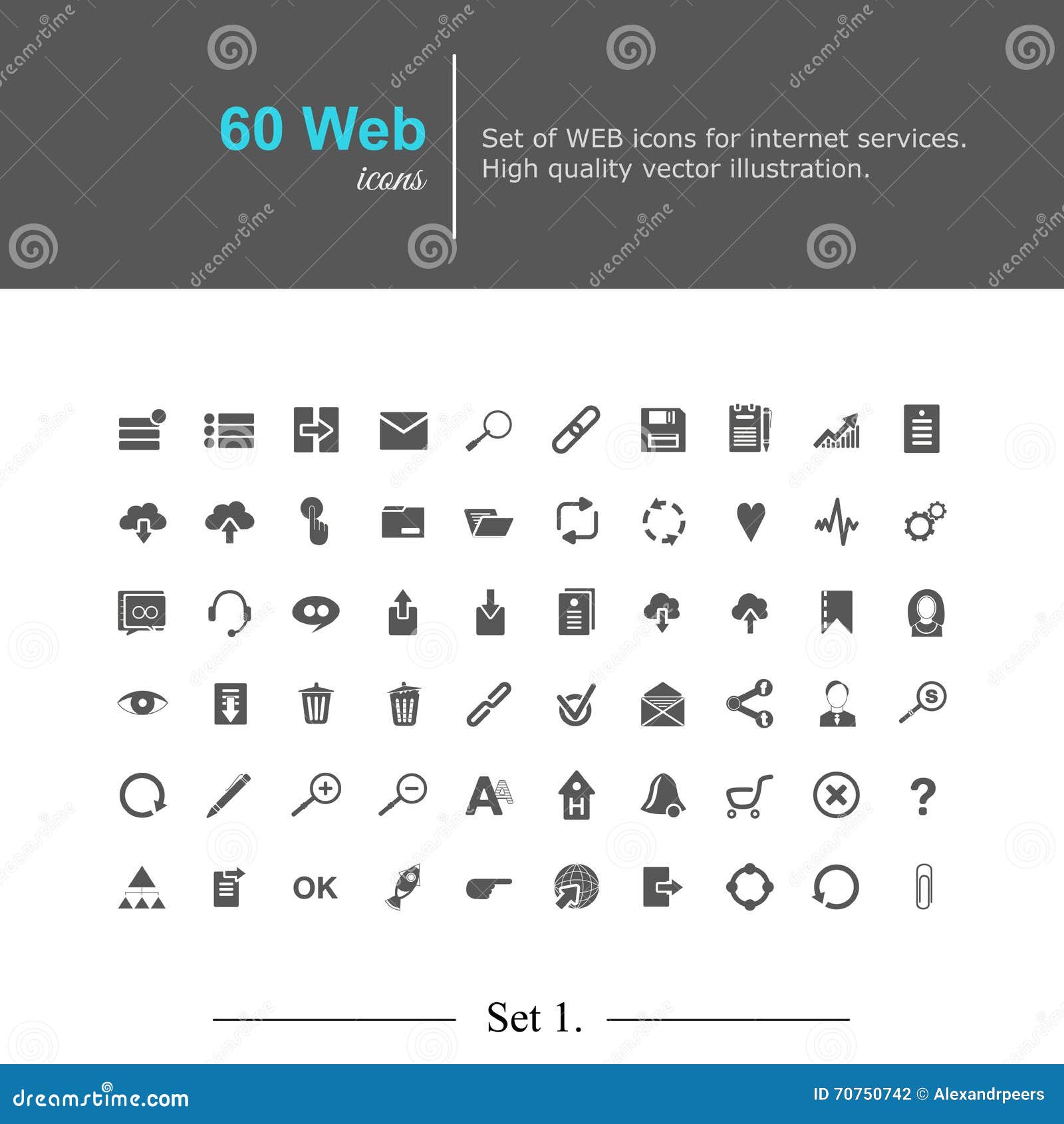 60 web icons stock vector. Illustration of collection - 70750742