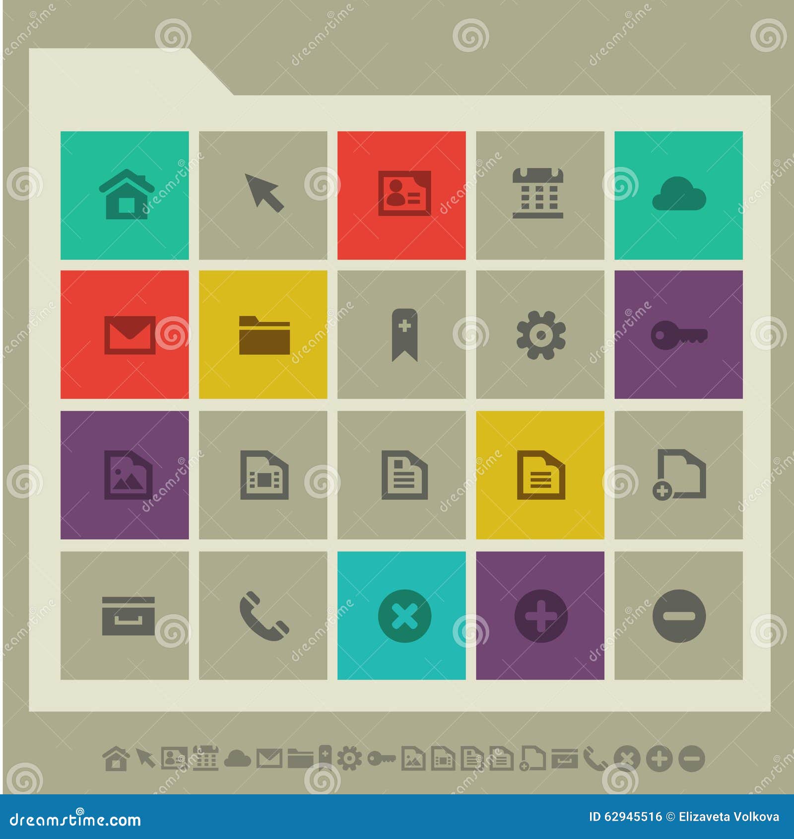 Web Icons, Set 1. Multicolored Square Flat Buttons Stock Vector ...