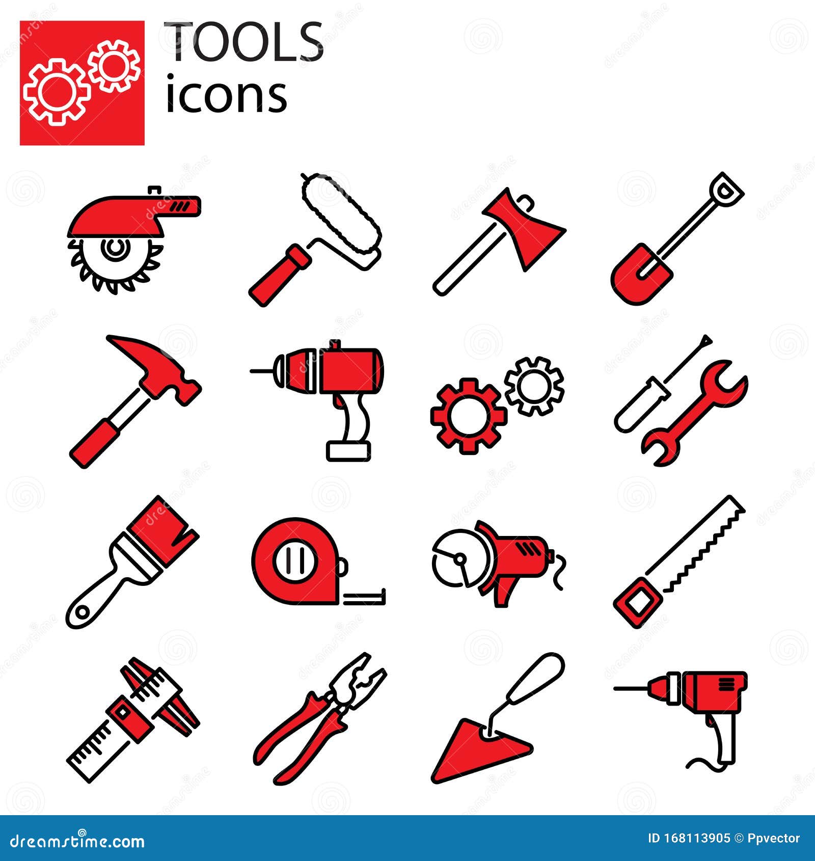 Icons set. Tools vector stock vector. Illustration of paint - 168113905
