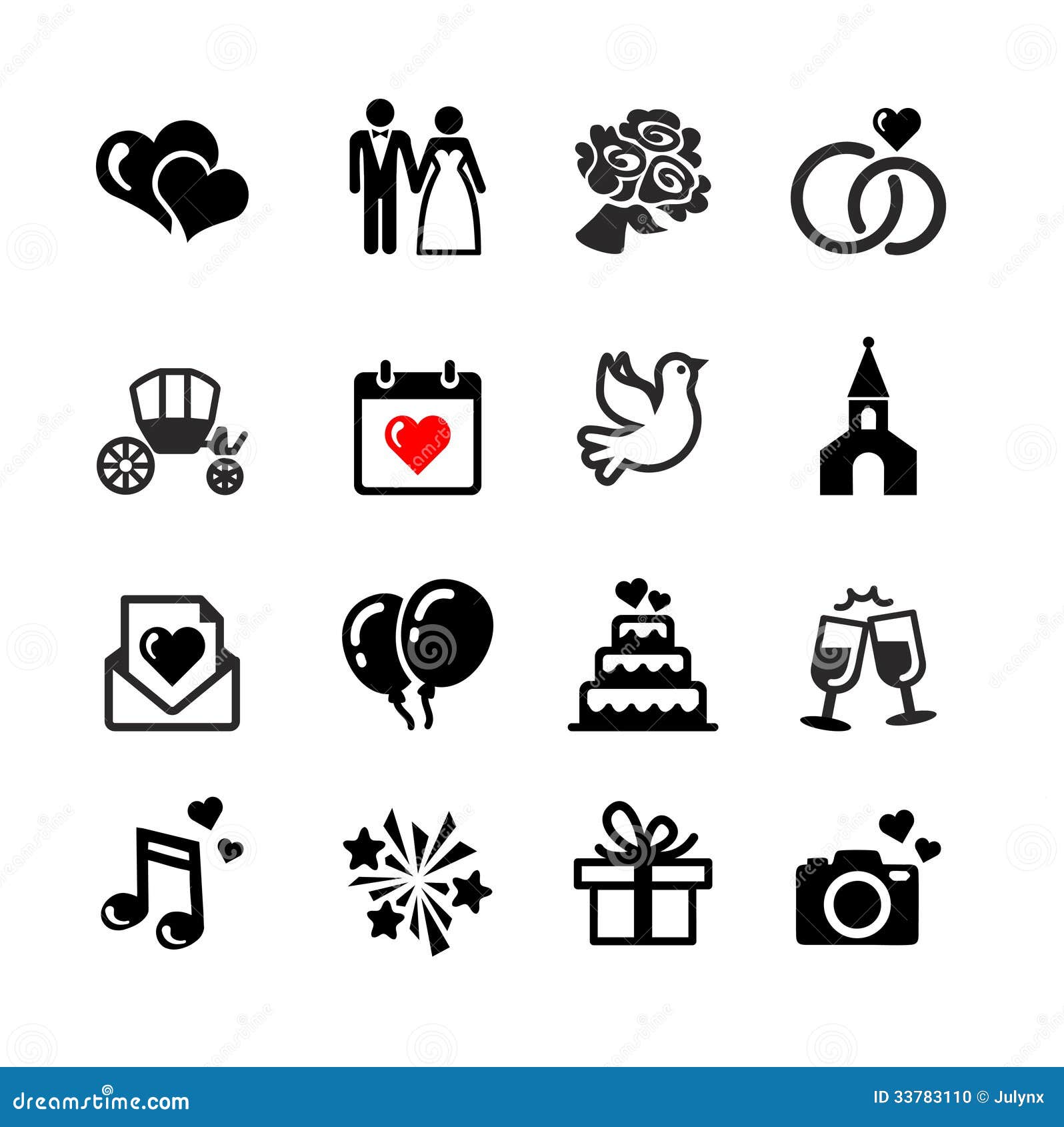 16 Web Icons Set. Wedding, Love, Celebration. Stock Vector ...