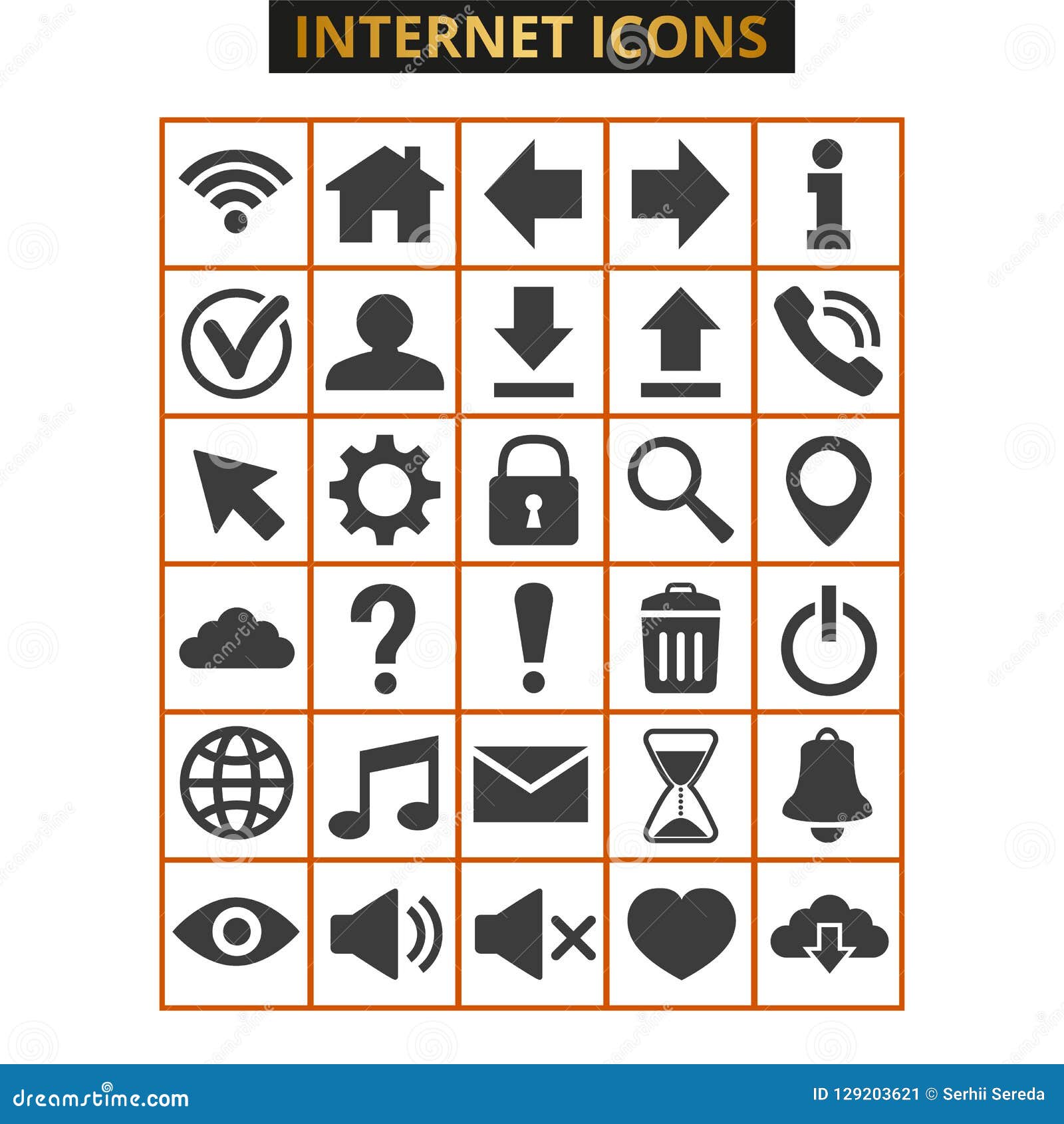Web Icons Set on White Background. Stock Illustration - Illustration of ...