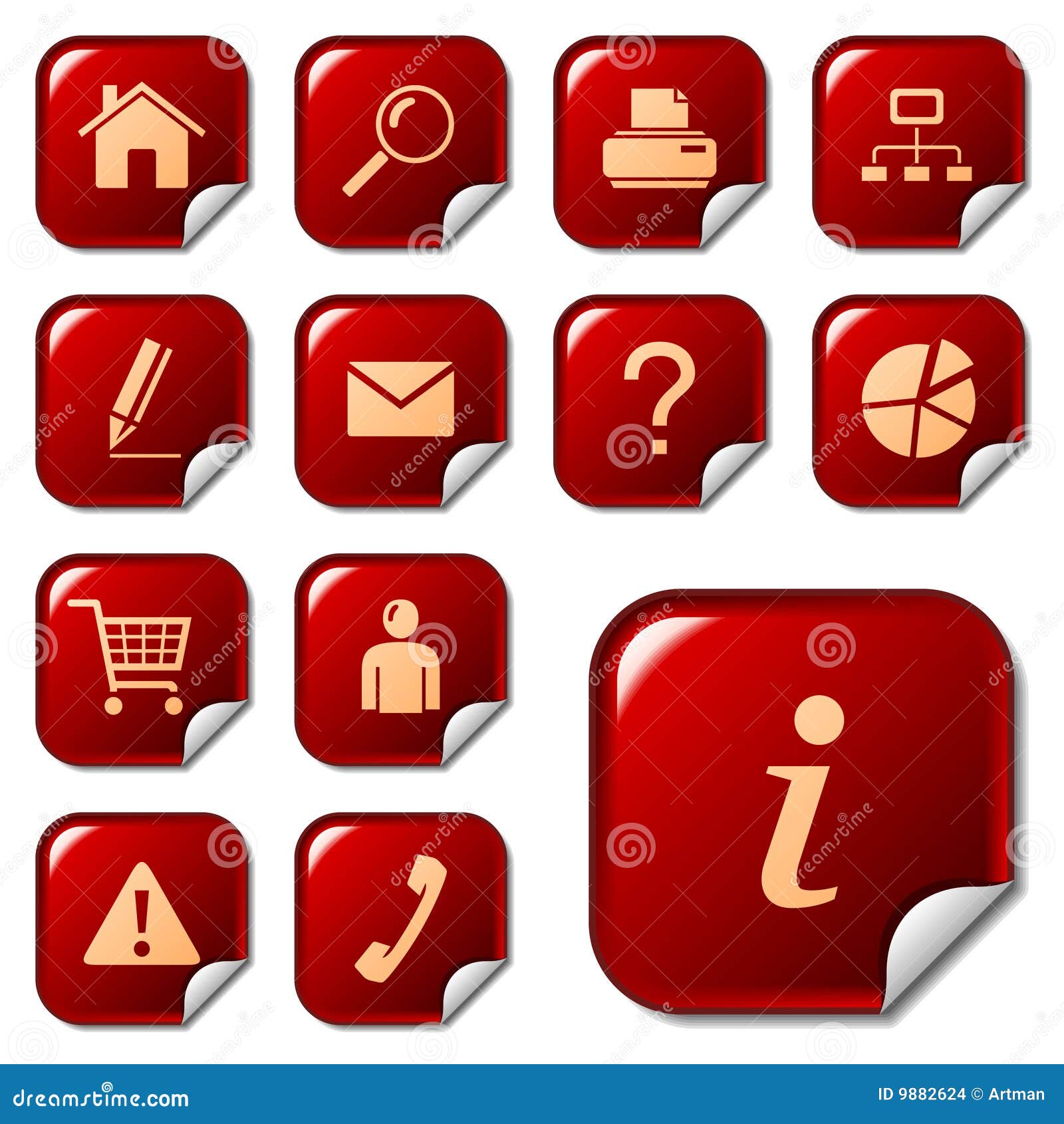Web Icons on Sticker Buttons Stock Vector - Illustration of label ...