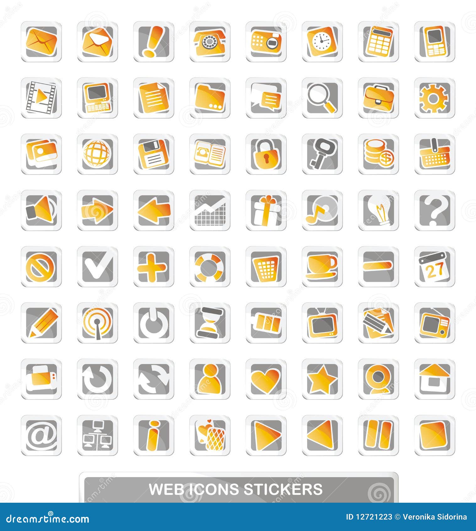 Web icons stickers stock vector. Illustration of clock - 12721223