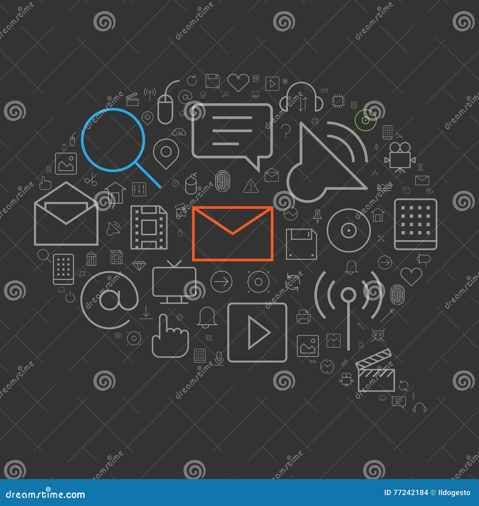 Web Icons for User Interface in Speech Bubble Shape Stock Vector ...