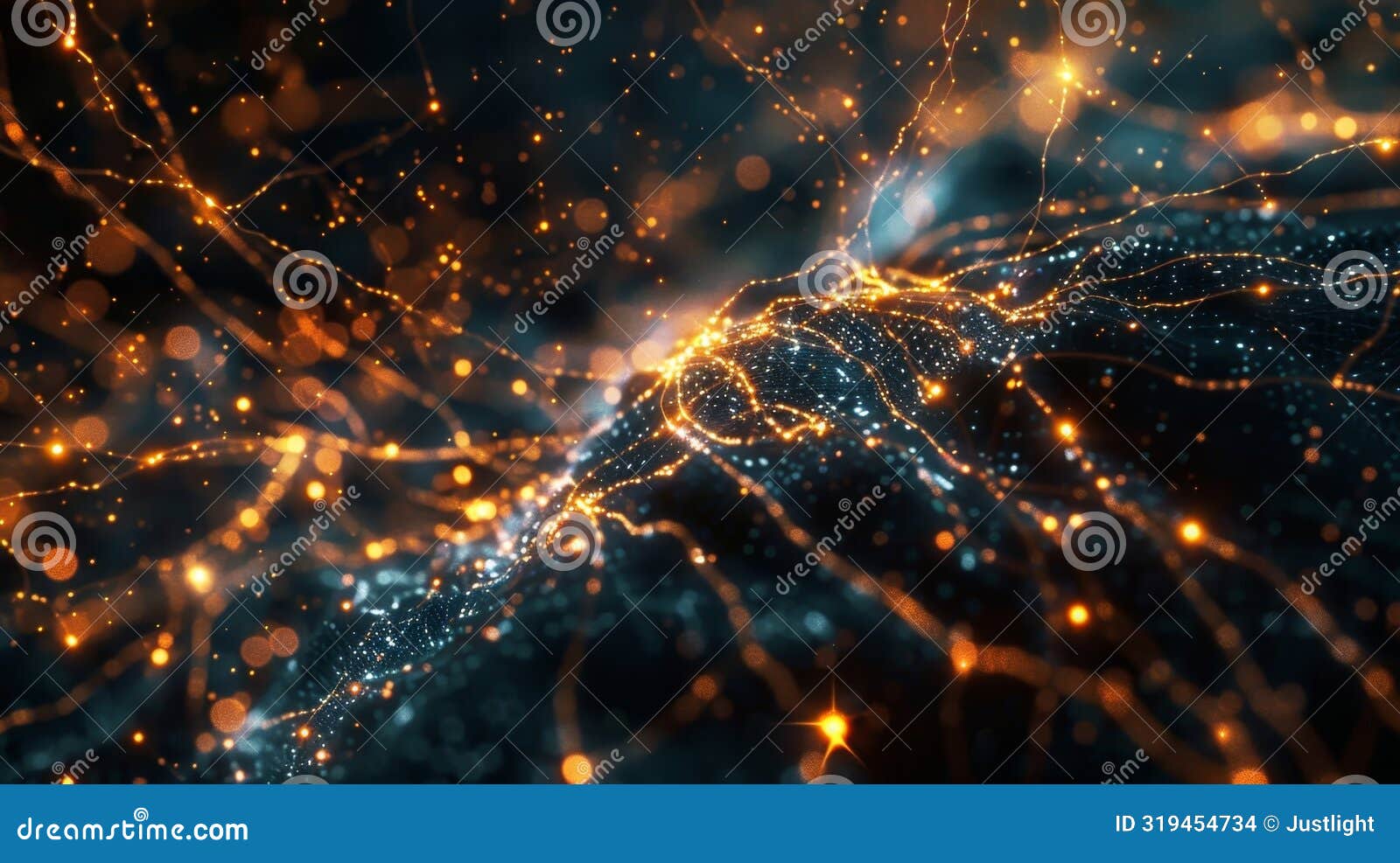 A Web of Illuminated Neurons and Synapses the Digital Brain Processes ...