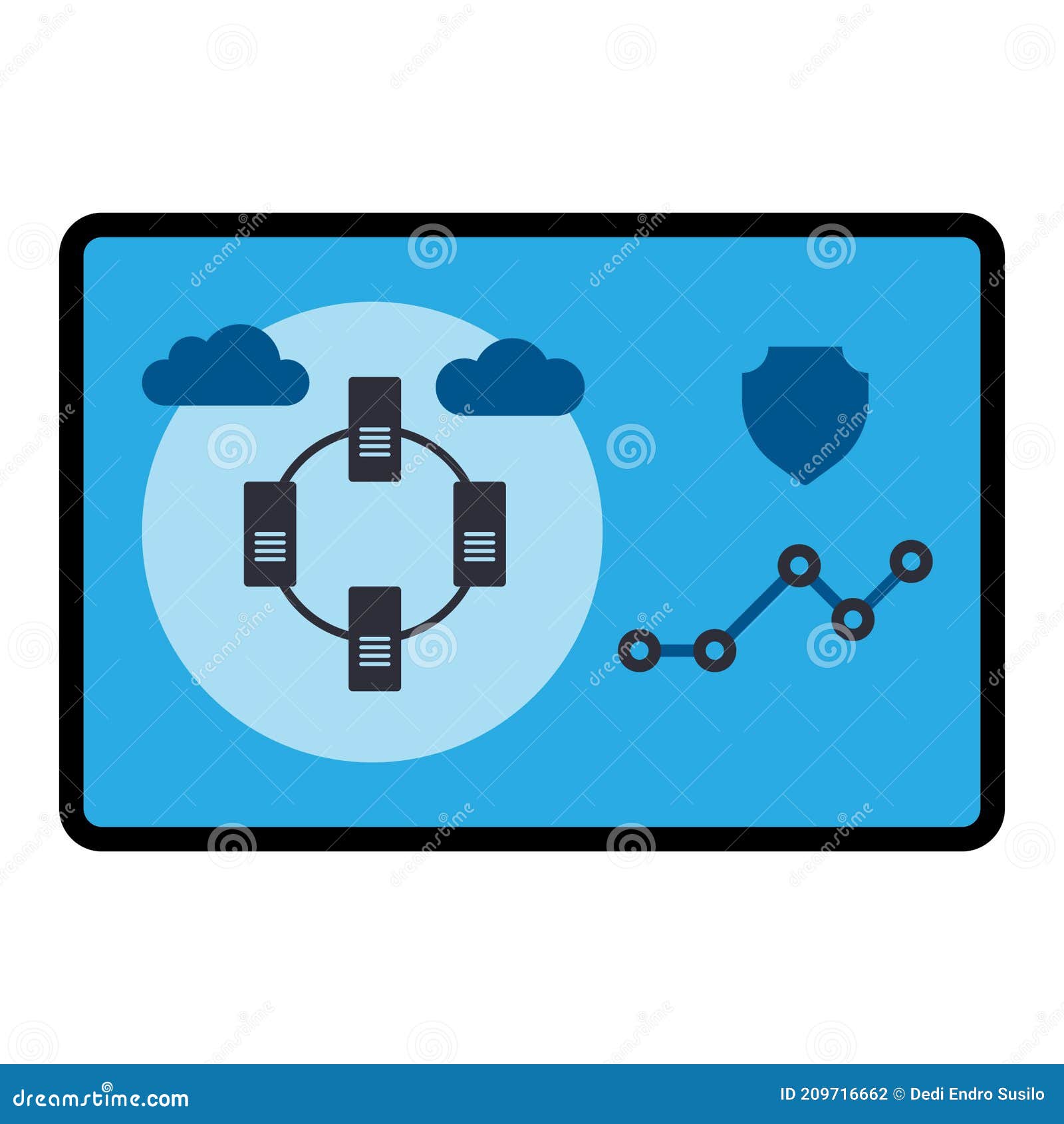 Web Illustration Showing a Data Protection Stock Vector - Illustration ...