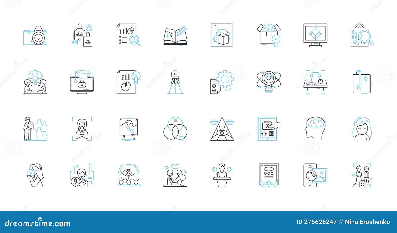 Web Industry Linear Icons Set E Commerce Seo Hosting Coding Web Design Html Css Line