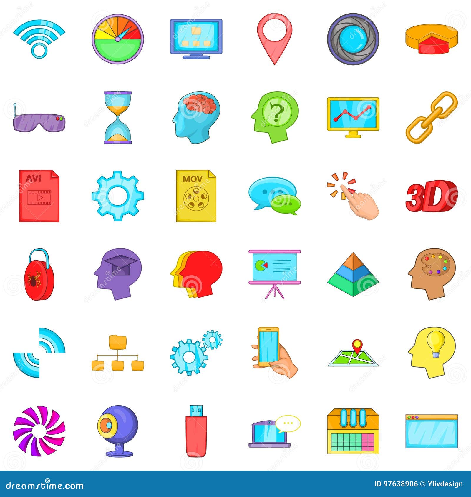 Web Information Icons Set, Cartoon Style Stock Vector - Illustration of ...