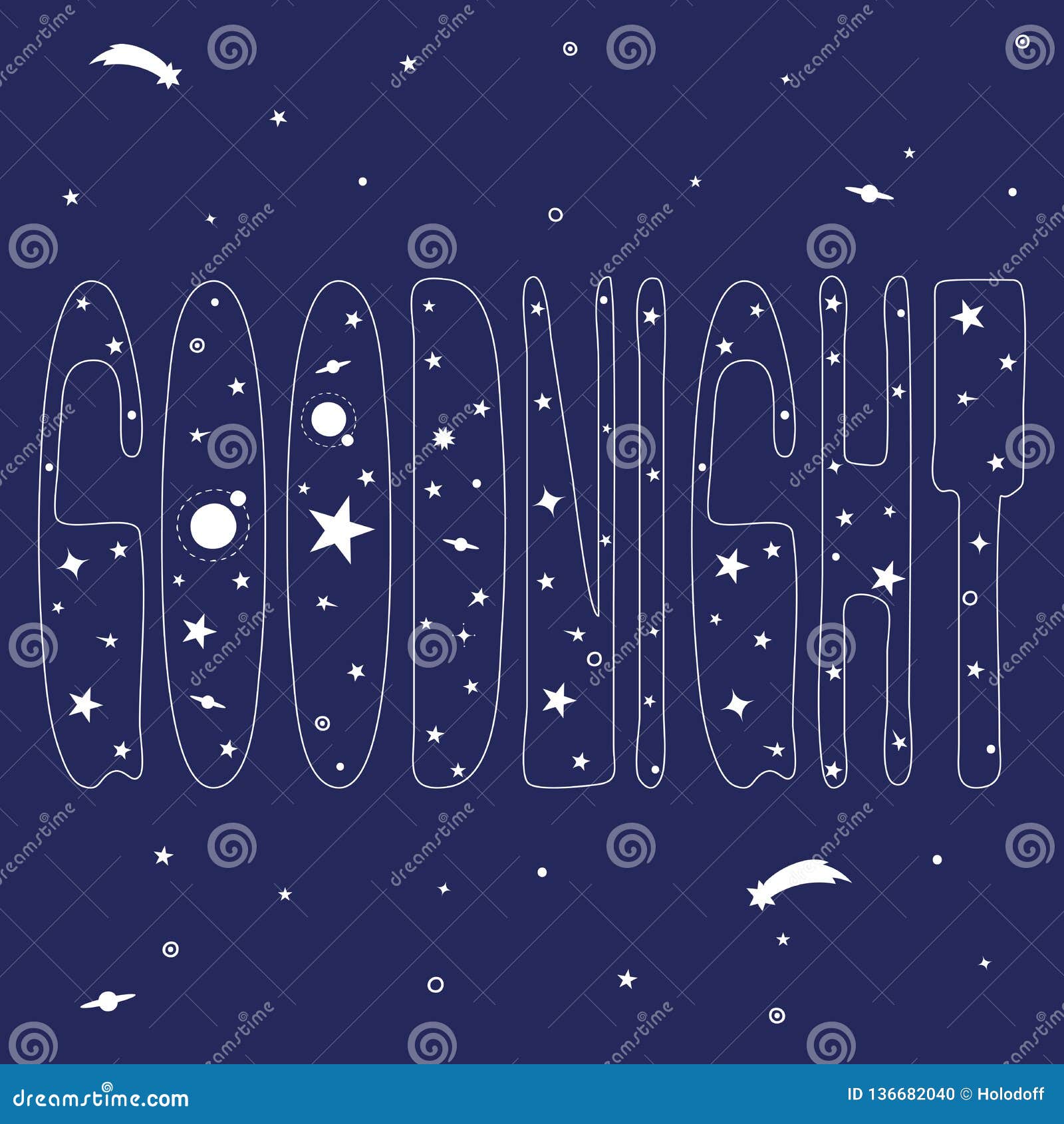 Inscription `Goodnight` and Space. Stock Vector - Illustration of ...