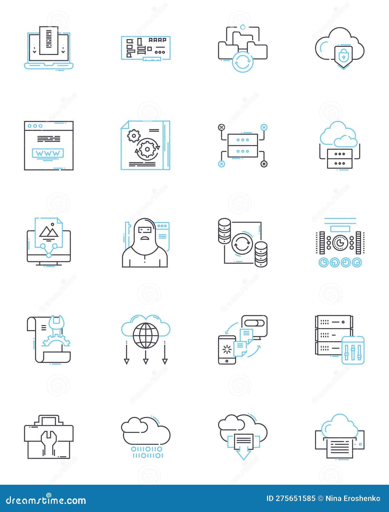 Web Intelligence Linear Icons Set. Analytics, Data Mining, Machine Learning, Predictive ...