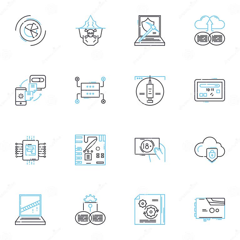 Web Intelligence Linear Icons Set Analytics Data Mining Machine Learning Predictive