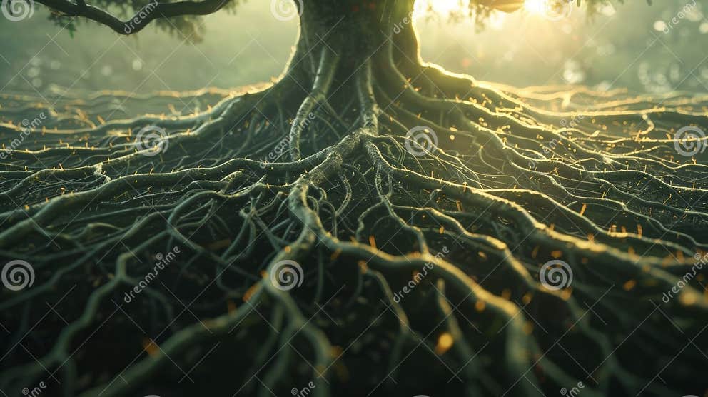 A Web of Interconnected Roots Representing the Unseen Ties that Bind ...