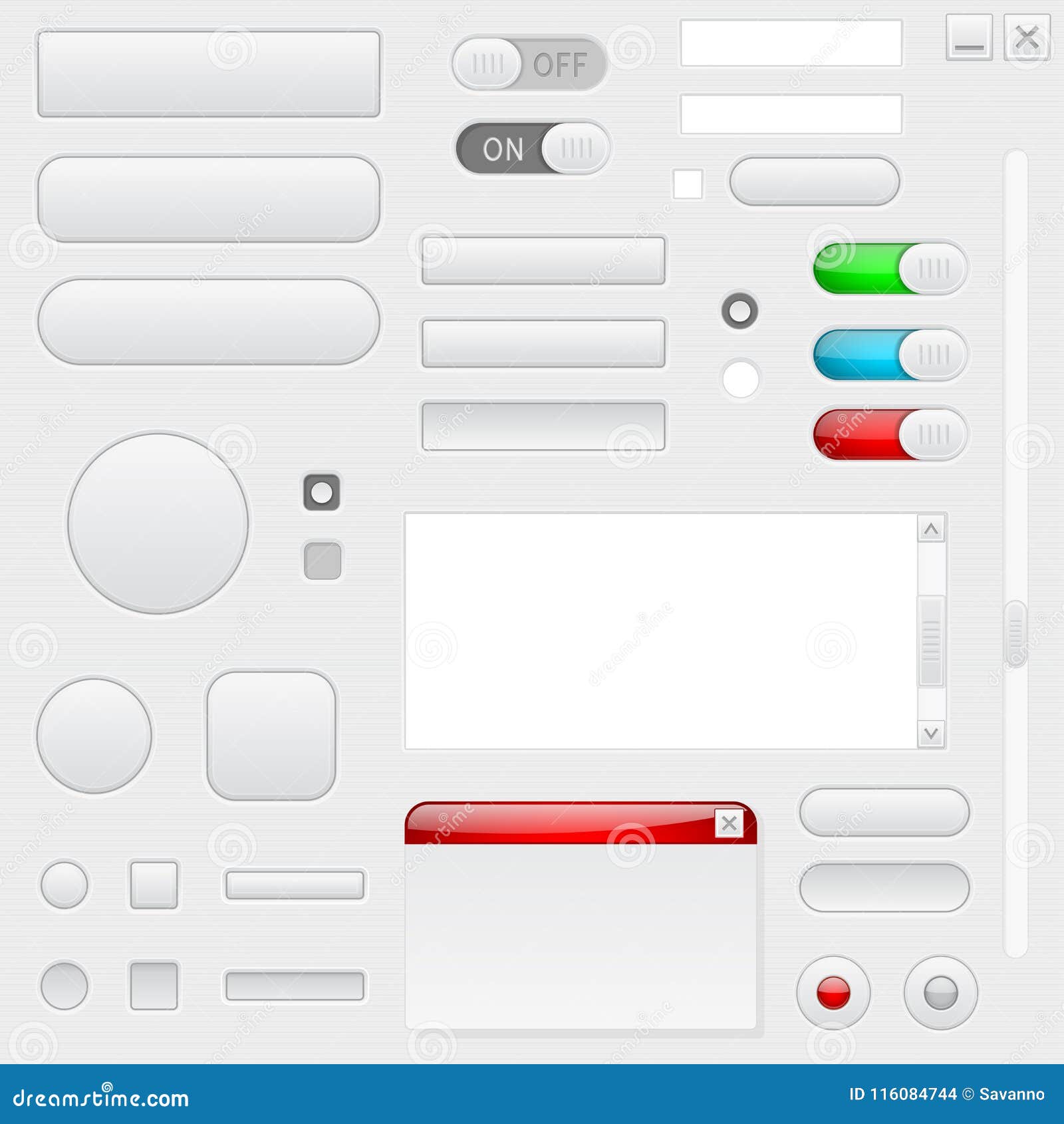 Web Interface Buttons. Set of 3d Icons Stock Vector - Illustration of ...