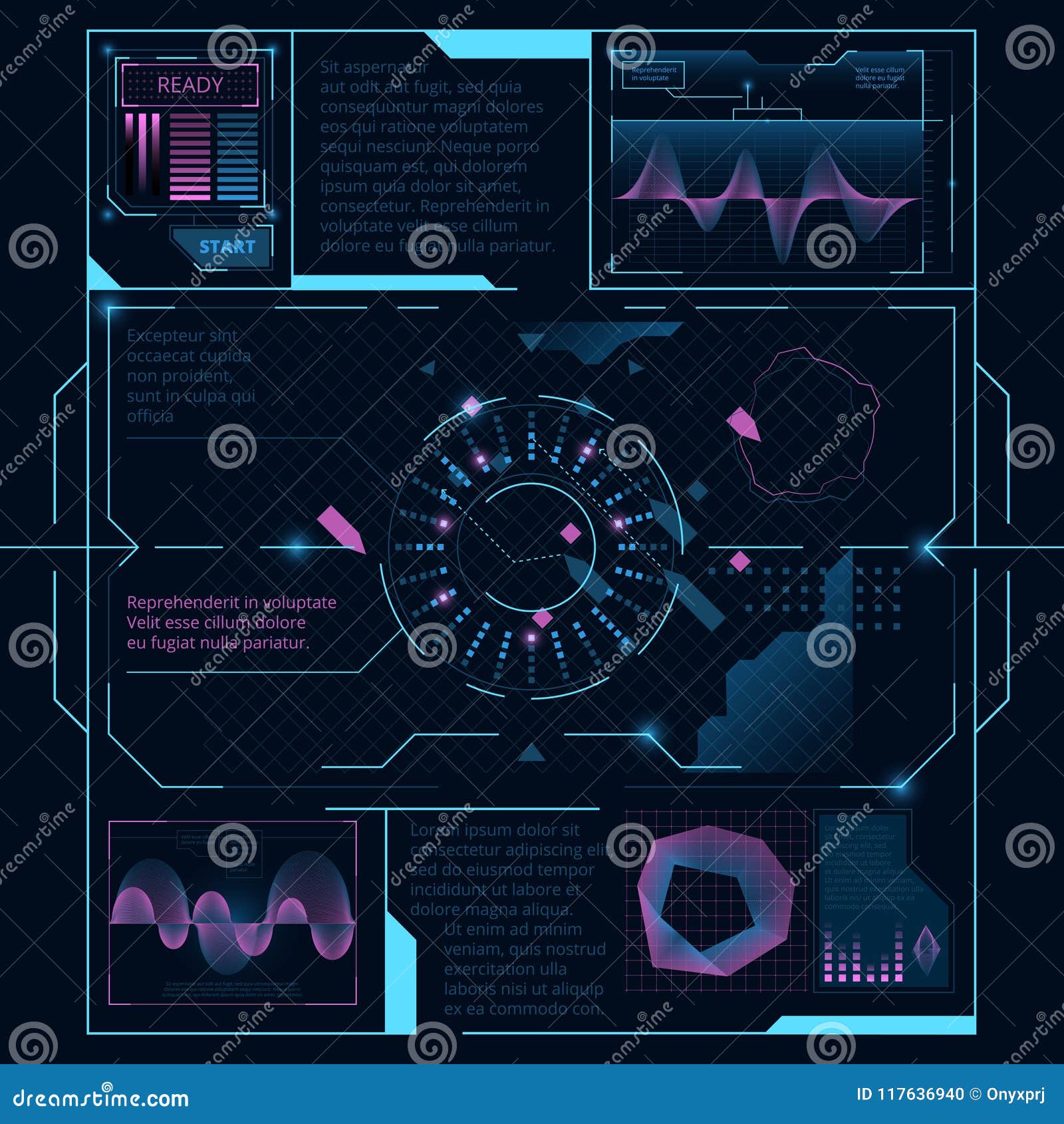 Web Interface for Display on Screen for Spaceship. Hud Ui Stock Vector ...