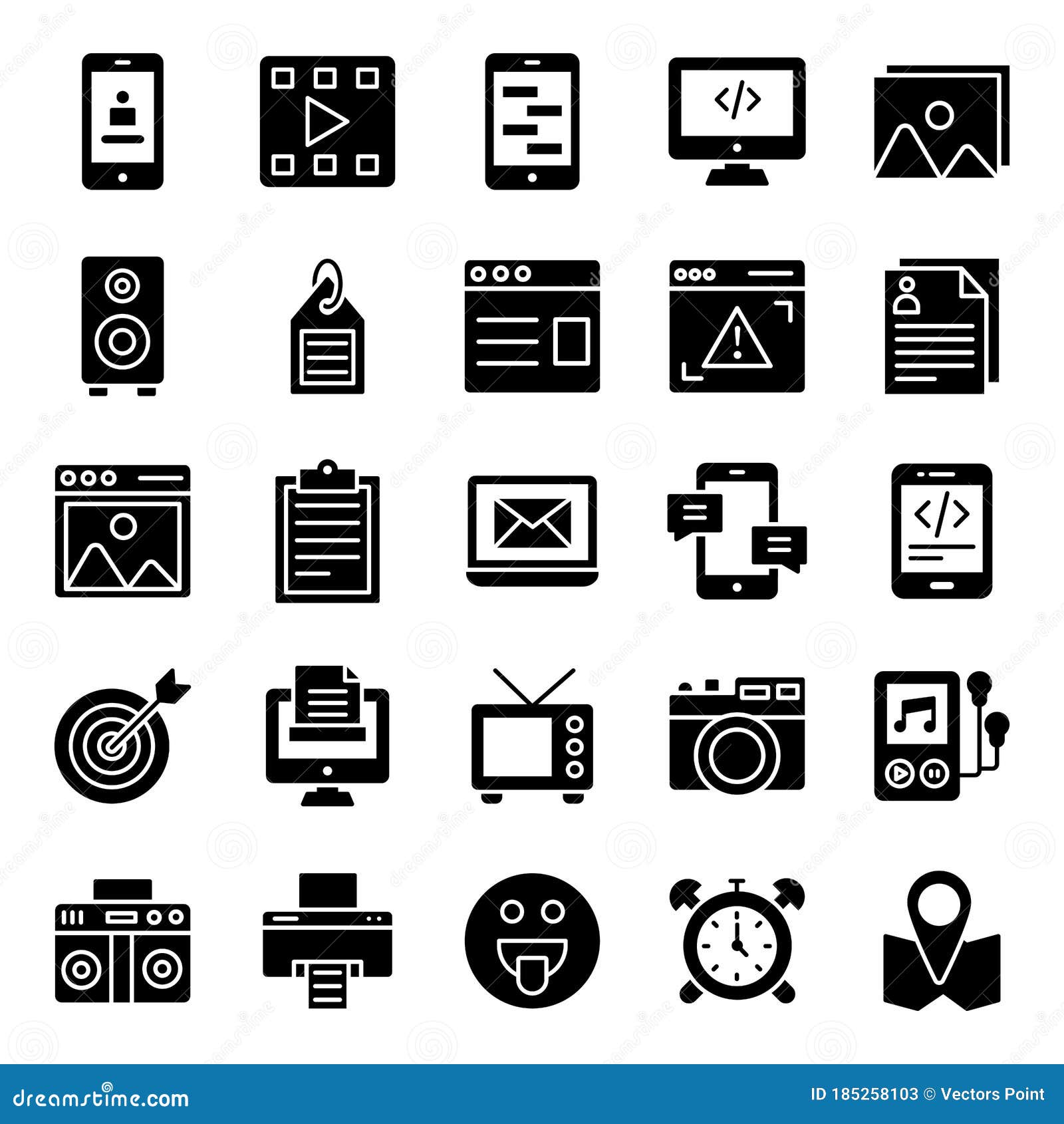 Web Interface Glyph Vectors Pack Stock Vector - Illustration of target ...