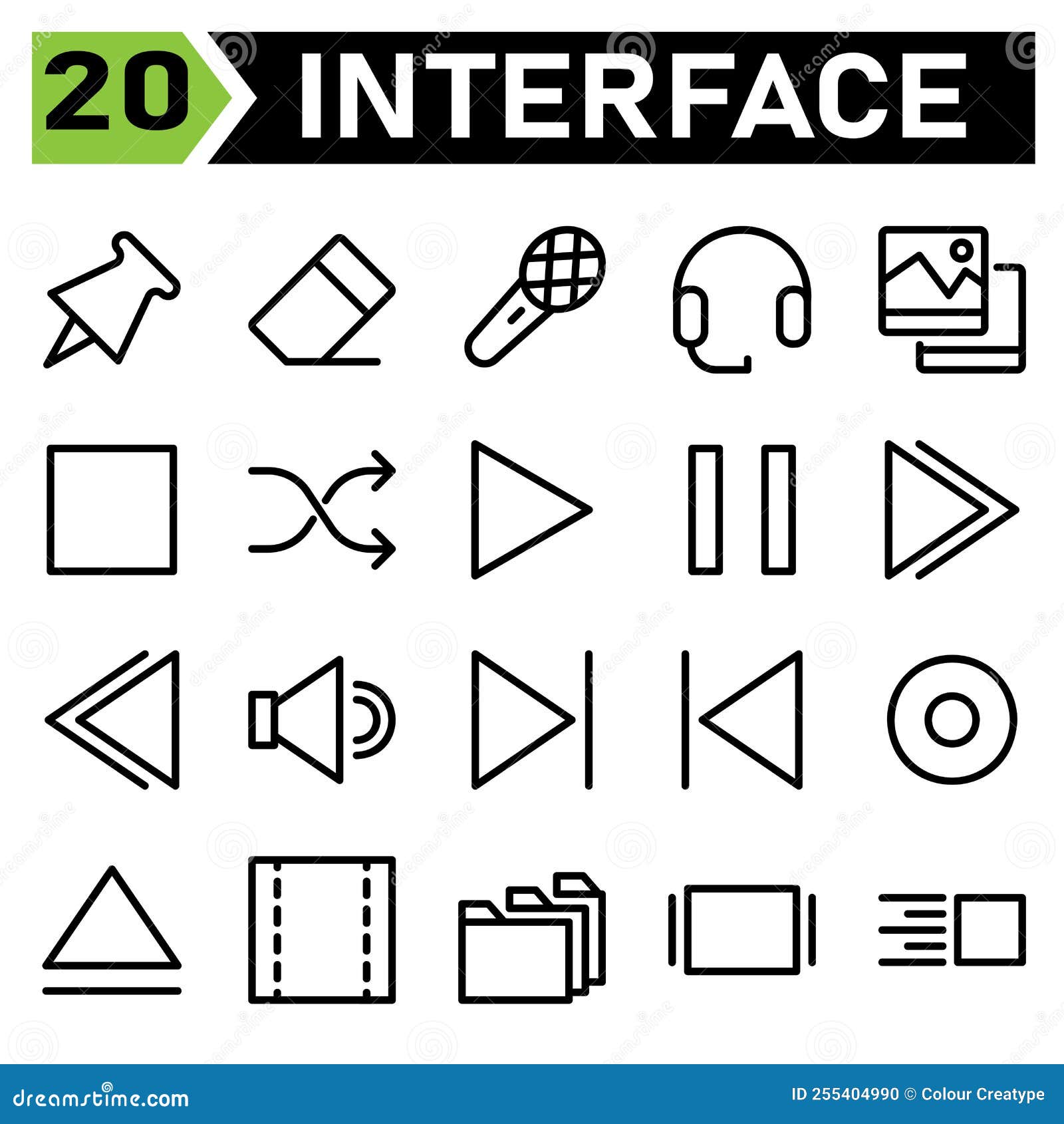 Web Interface Icon Set Include Pin, Web App, Pushpin, Tack, Thumbtack ...