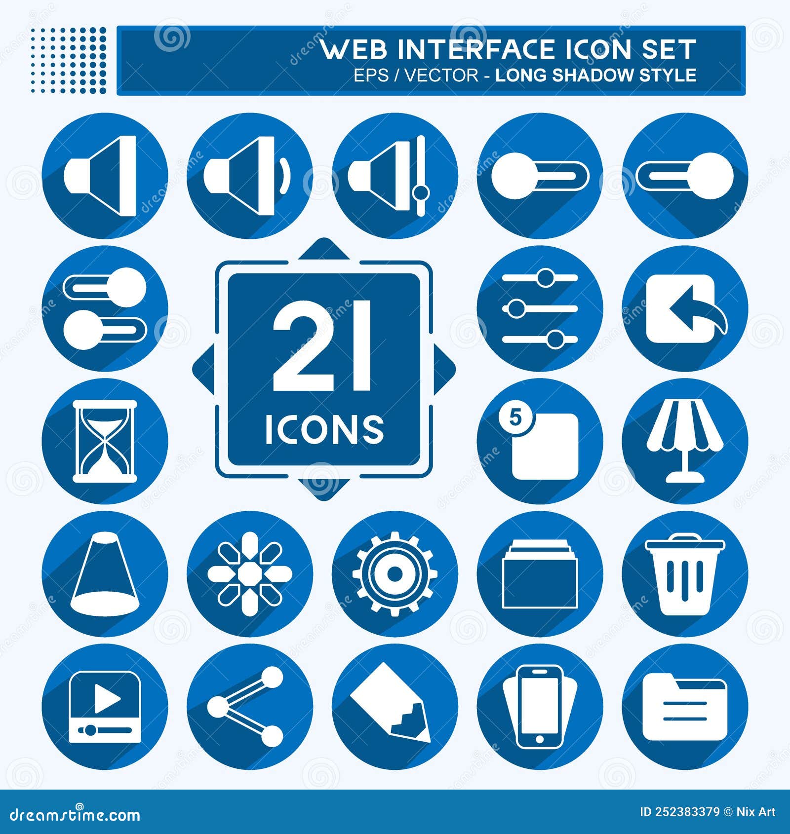 Web Interface Icon Set. Suitable for Web Interface Symbol. Long Shadow ...
