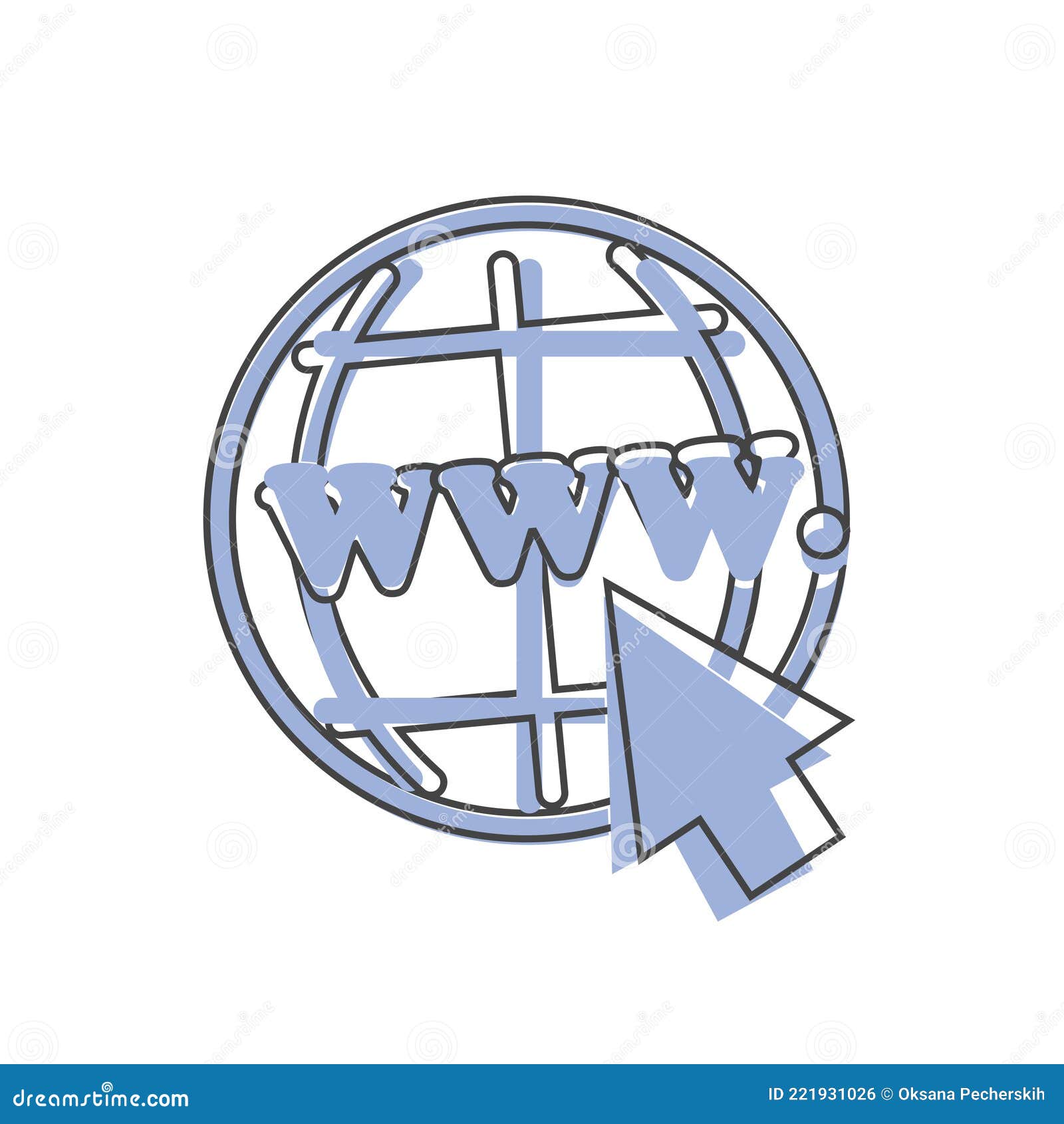 Web Internet Icon on Cartoon Style on White Isolated Background. Layers ...