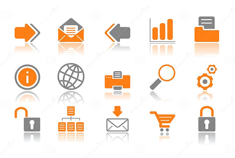 Web and Internet Icons - Orange Series Stock Vector - Illustration of ...