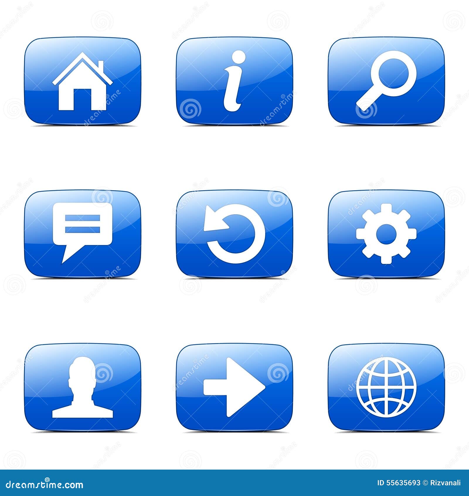 Web Internet Square Vector Blue Icon Stock Vector - Illustration of ...