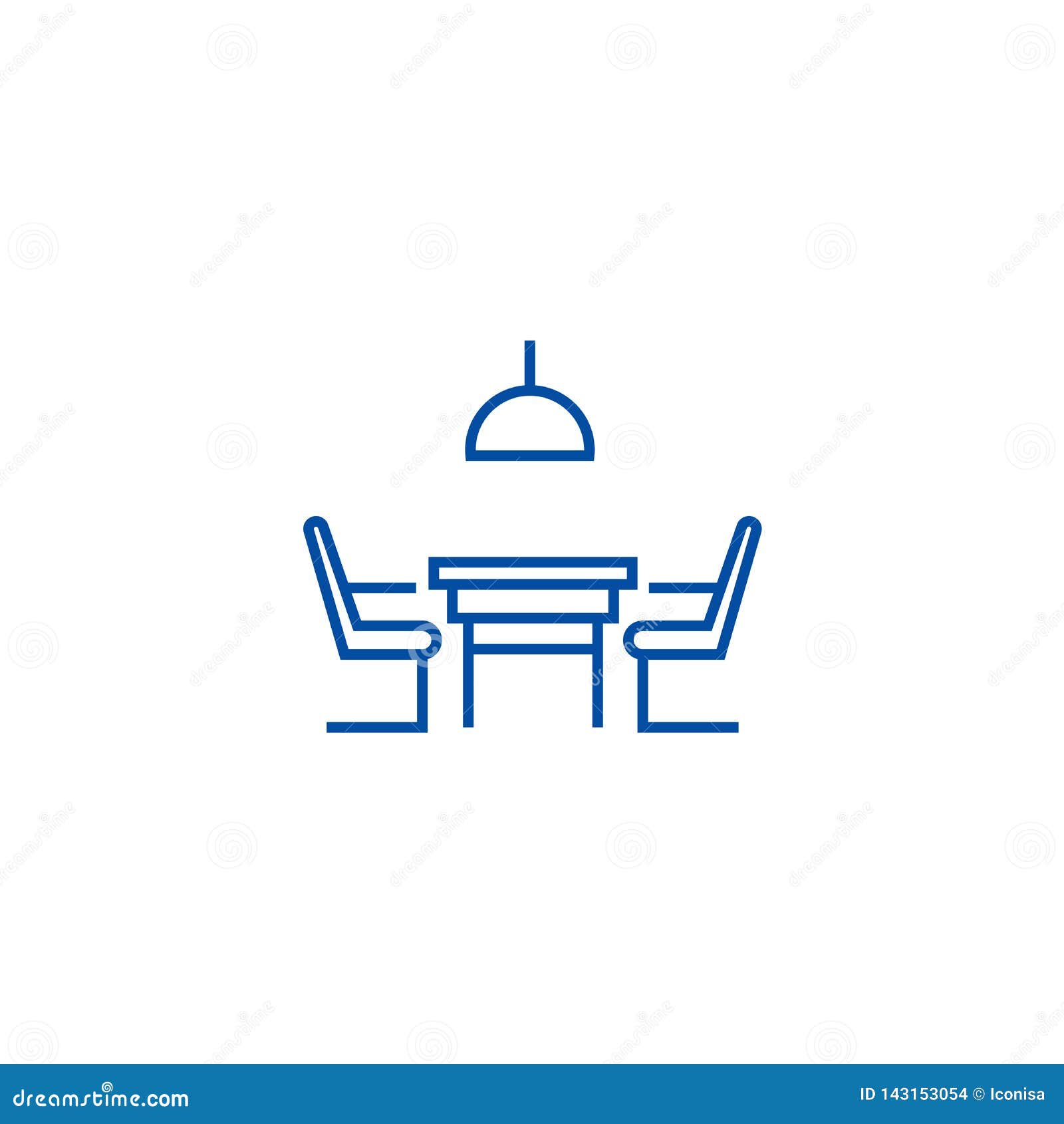 Kitchen Table with Chairs Line Icon Concept. Kitchen Table with Chairs ...