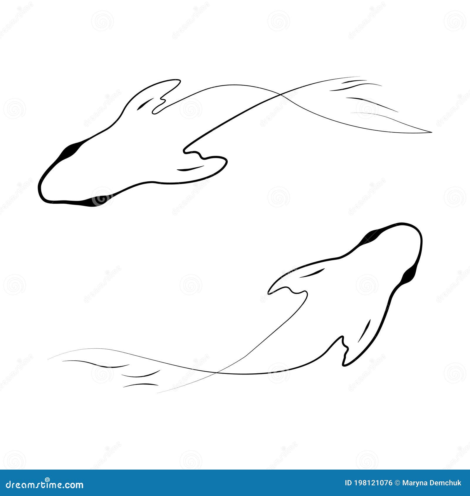 Koi Fish Simple Minimalistic Vector Ink Illustration | CartoonDealer ...