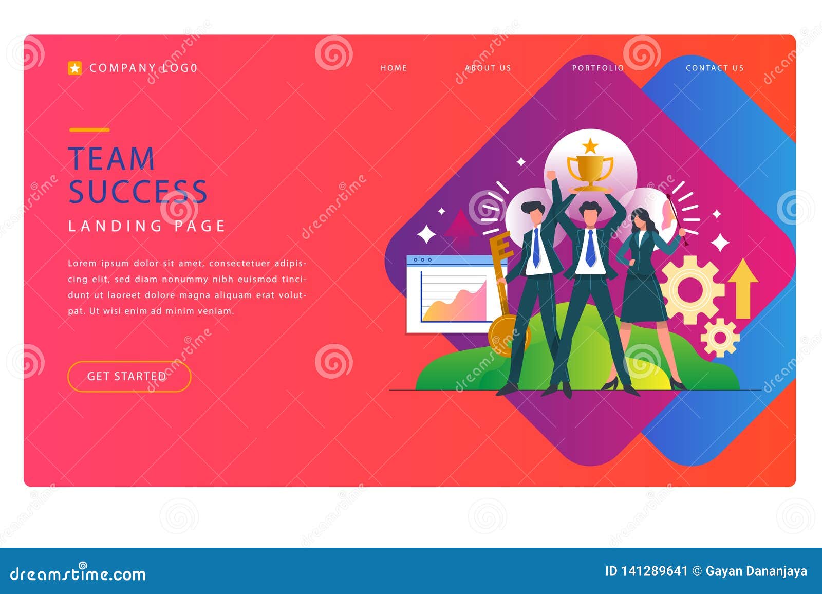 Web Landing Page Design -Team Work Stock Illustration - Illustration of ...