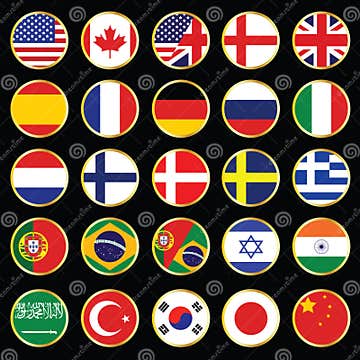 Web Language Icon Collection Stock Vector - Illustration of flag ...