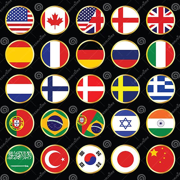 Web Language Icon Collection Stock Vector - Illustration of flag ...
