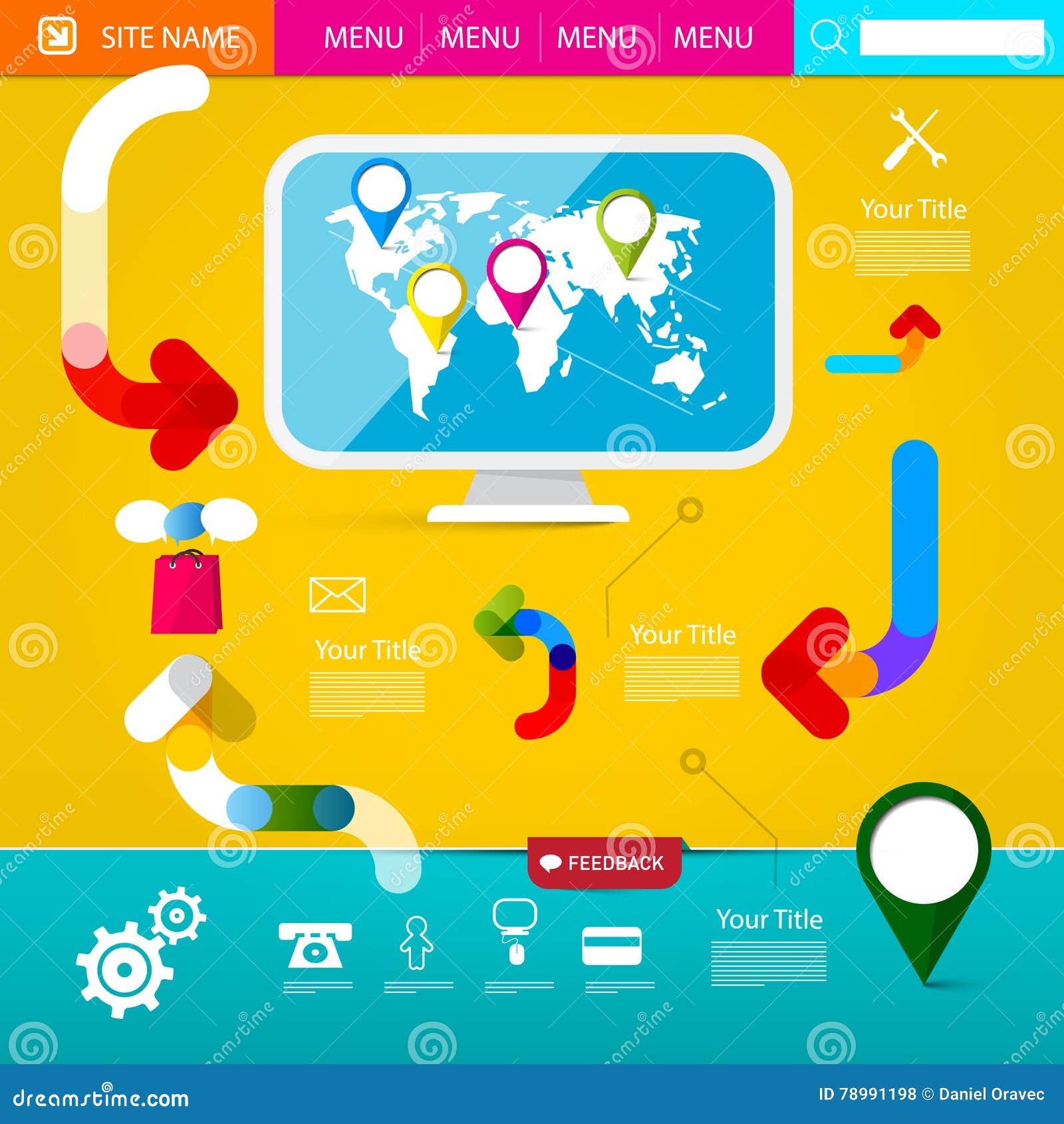 Web Layout. Colorful Funky Web Design Stock Vector - Illustration of ...