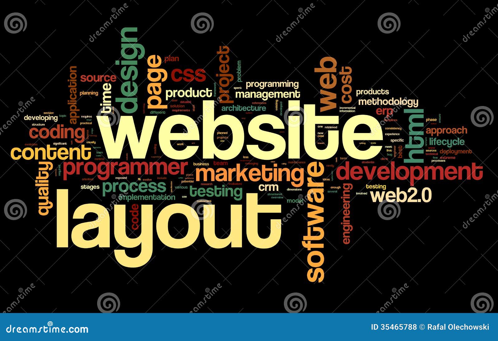 Web Layout Concept in Word Tag Cloud Stock Illustration - Illustration ...