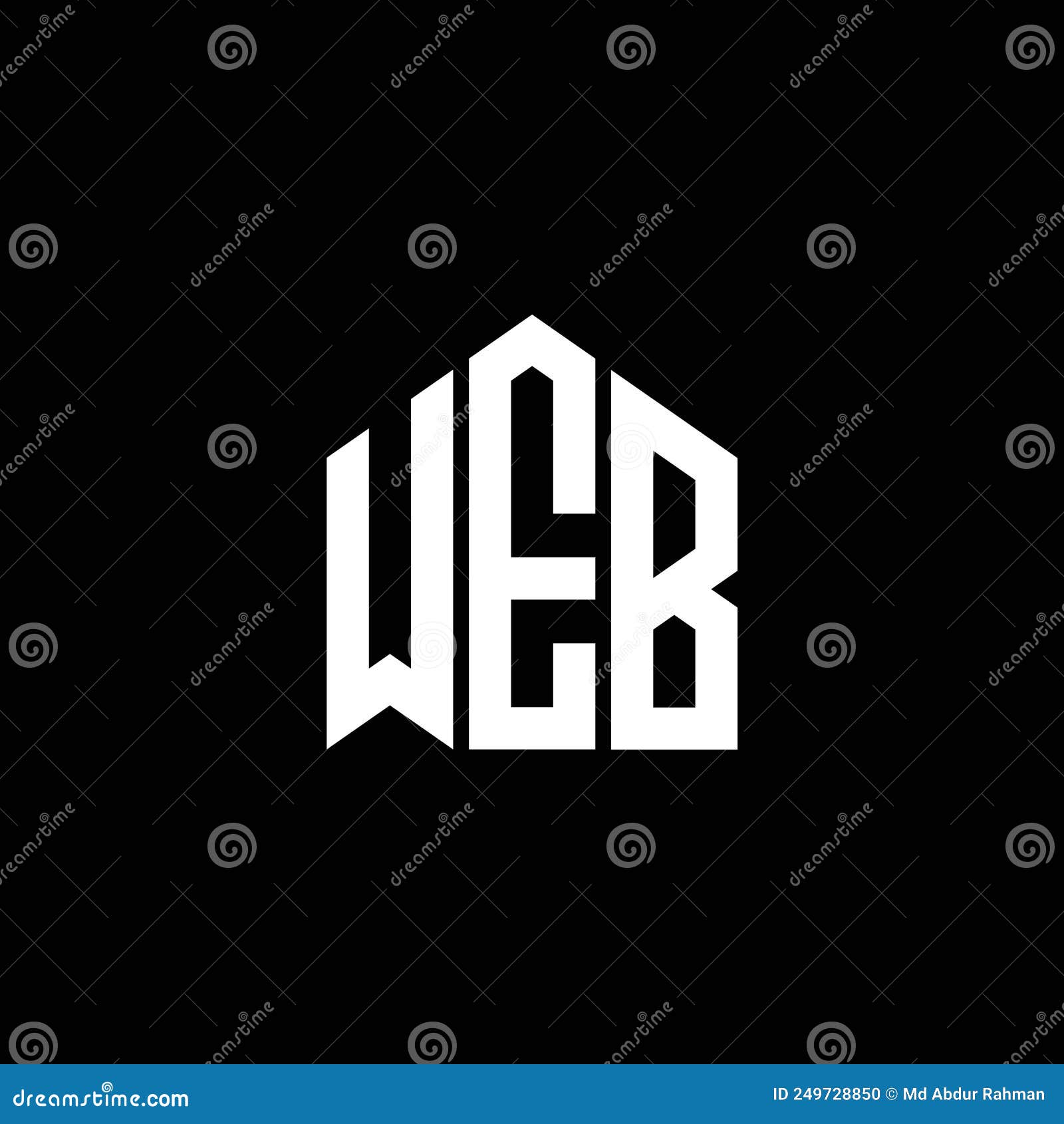 WEB Letter Logo Design on BLACK Background. WEB Creative Initials ...