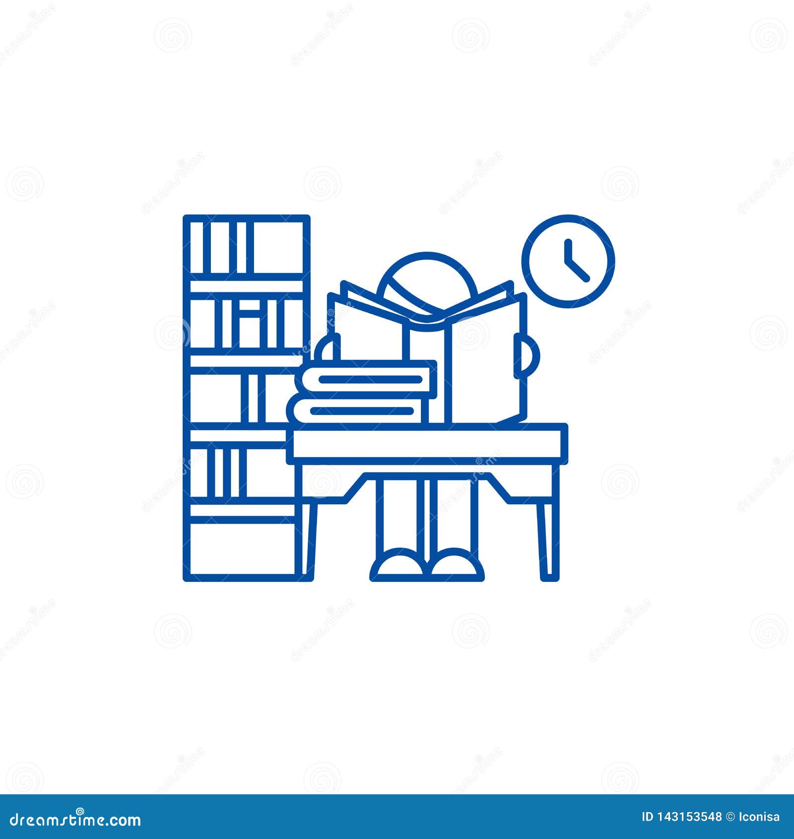 Library Line Icon Concept. Library Flat Vector Symbol, Sign, Outline ...