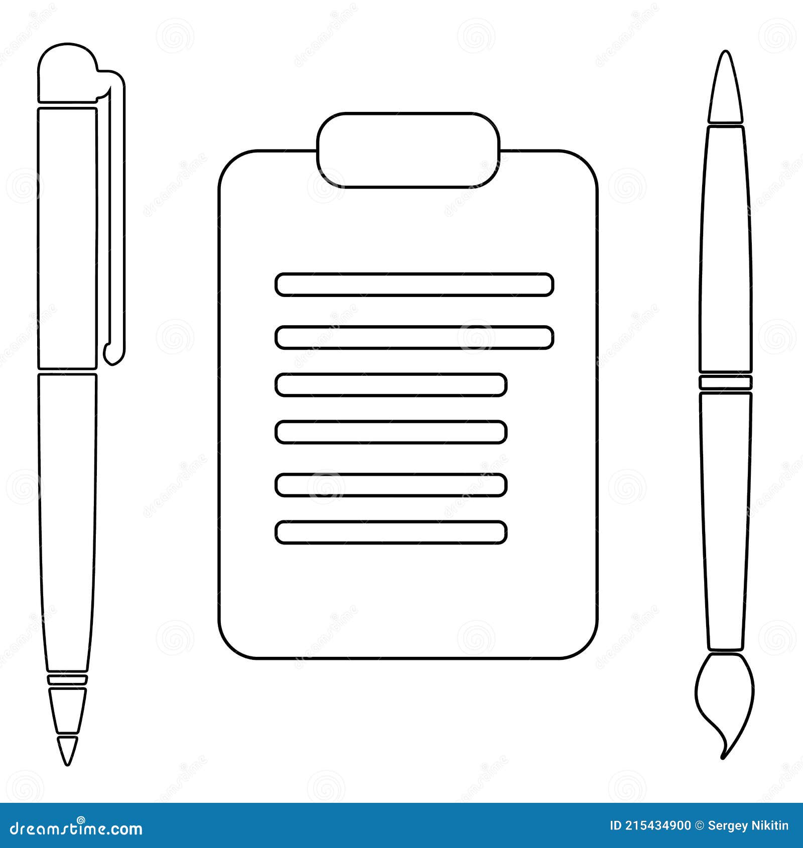 Web Line Icon. Checklist with Pen Pencil Stock Vector - Illustration of ...