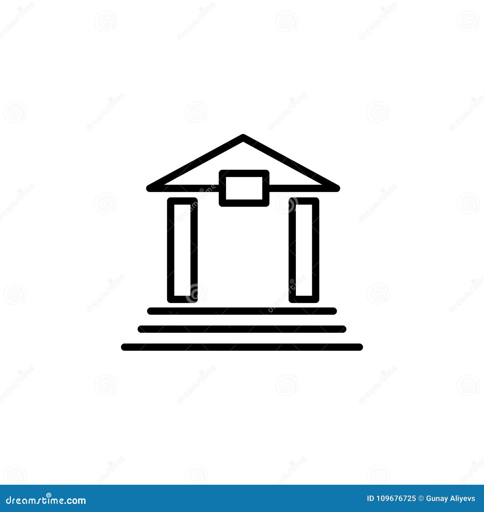 Web Line Icon. Classical Building with Columns (University Icon, Bank ...