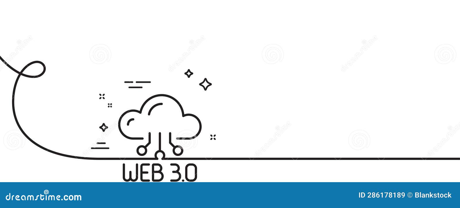 Web3 Line Icon. Web 3.0 Internet Technology Sign. Continuous Line with ...
