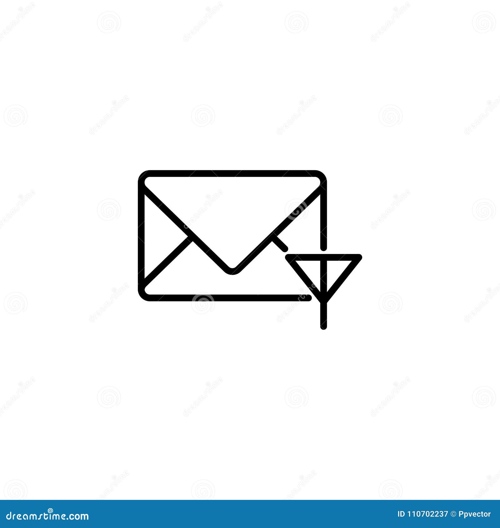 Line Icon. Network Communication Envelope and Antenna, Message Stock ...