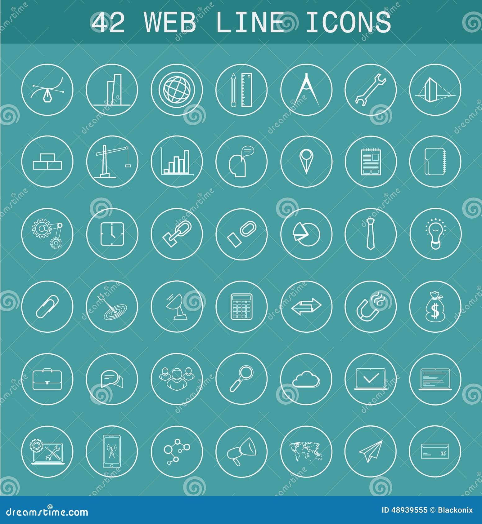 42 web line icons stock illustration. Illustration of button - 48939555